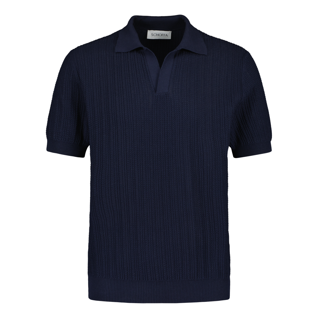 Knitted Polo Navy Fine Mesh